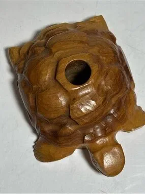 Other | Hand Carved Wood Turtle Toothpick Holder 4 Long Beautiful ...